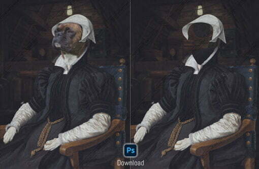 Pet Portrait Template Renaissance Husband And Wife Fencing - PSD File