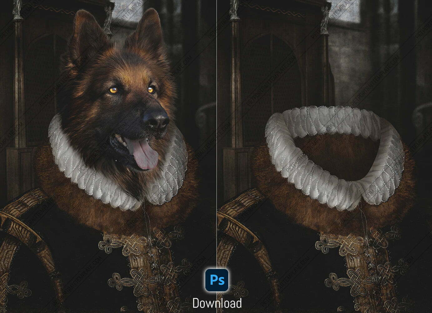 Renaissance Pet Portrait Template Dog German Shepherd Portrait Of A 