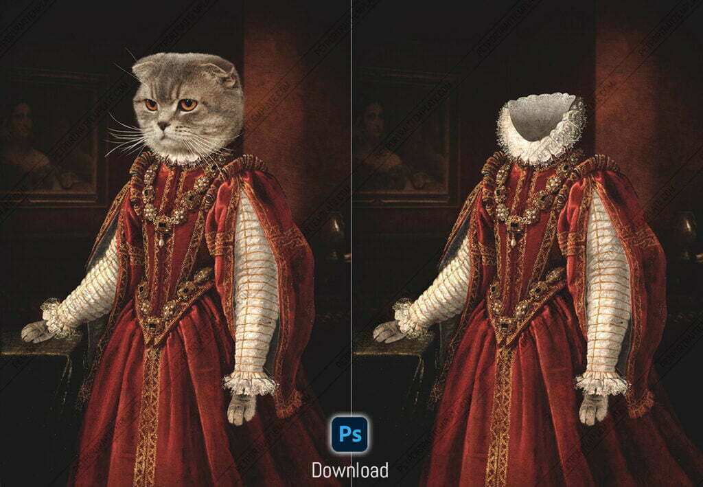 Renaissance Pet Portrait Template King s Daughter American Curl Cat 