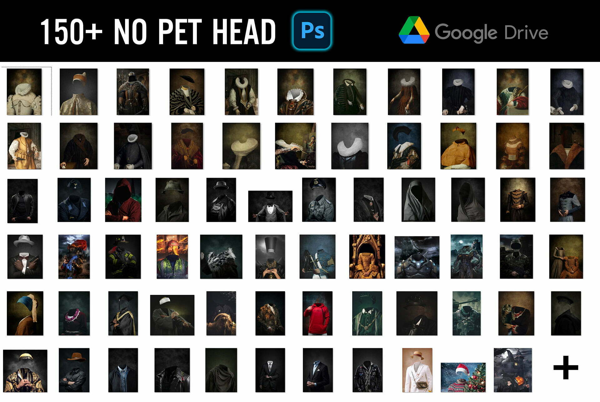 Set 300+ Pet Portrait Template PSD - Dog and Cat