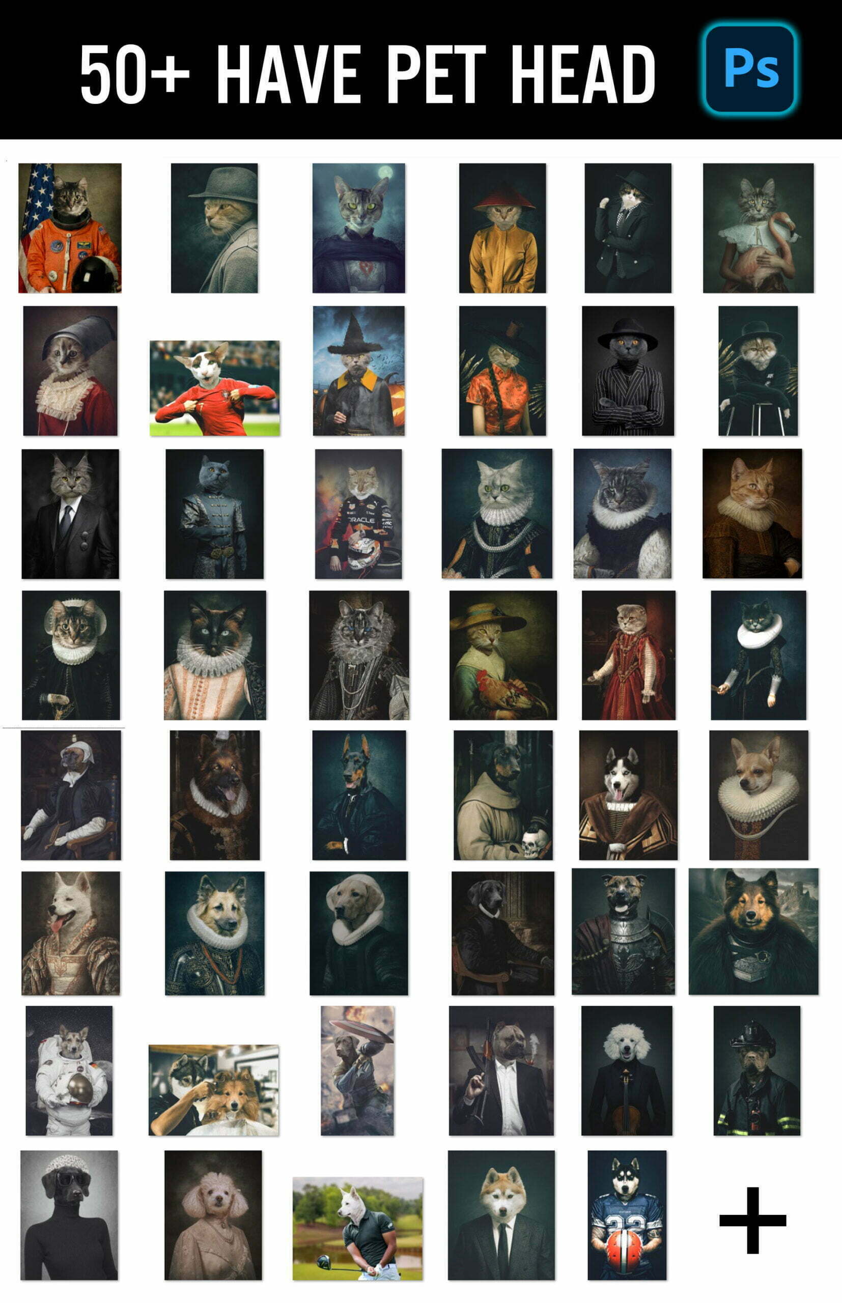 Set 300+ Pet Portrait Template PSD - Dog and Cat